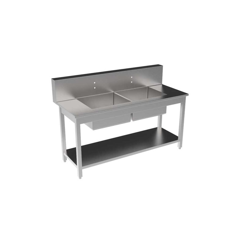 SCUL-72-2B-DLX Stainless Steel Scullery w/2 Integral Sink Bowls - Inter ...