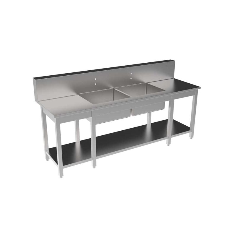 SCUL-96-2B-DLX Stainless Steel Scullery w/2 Integral Sink Bowls - Inter ...